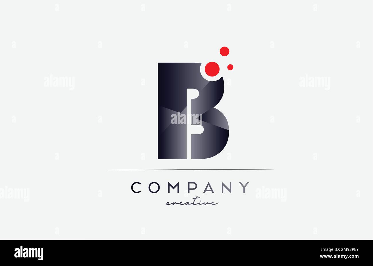 B alphabet letter logo icon with grey color and red dot. Design ...