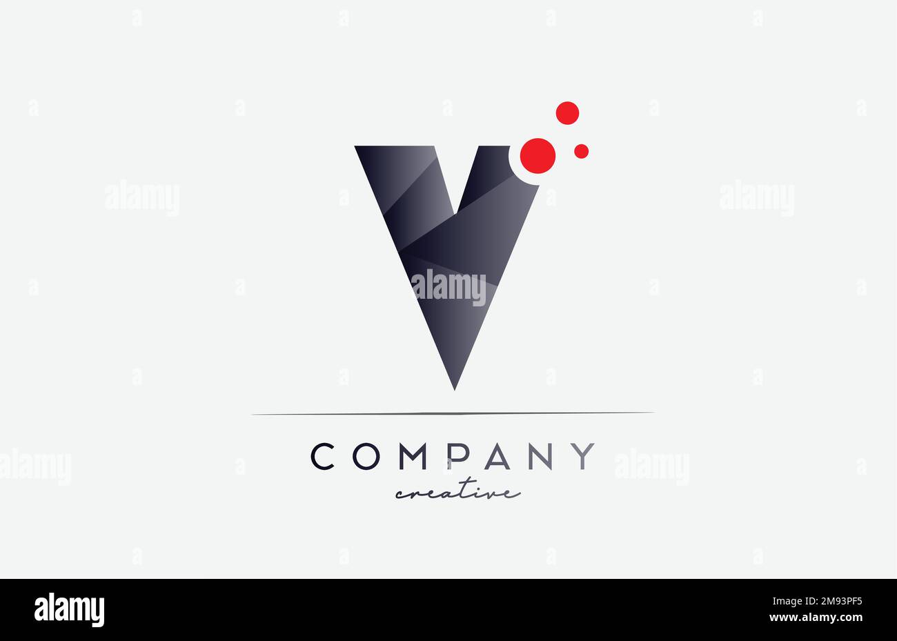 V alphabet letter logo icon with grey color and red dot. Design ...