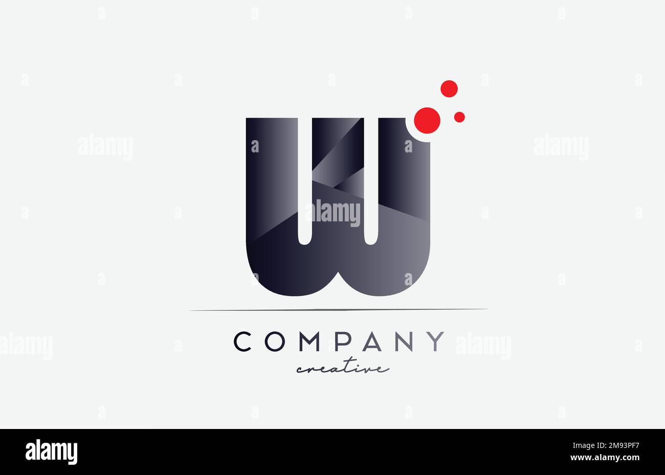 W alphabet letter logo icon with grey color and red dot. Design ...
