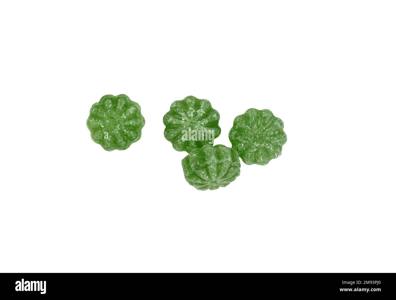 Green mint candies isolated on white background Stock Photo - Alamy