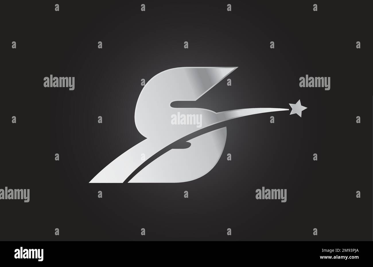 silver metal S alphabet letter logo icon with star. Creative design for ...