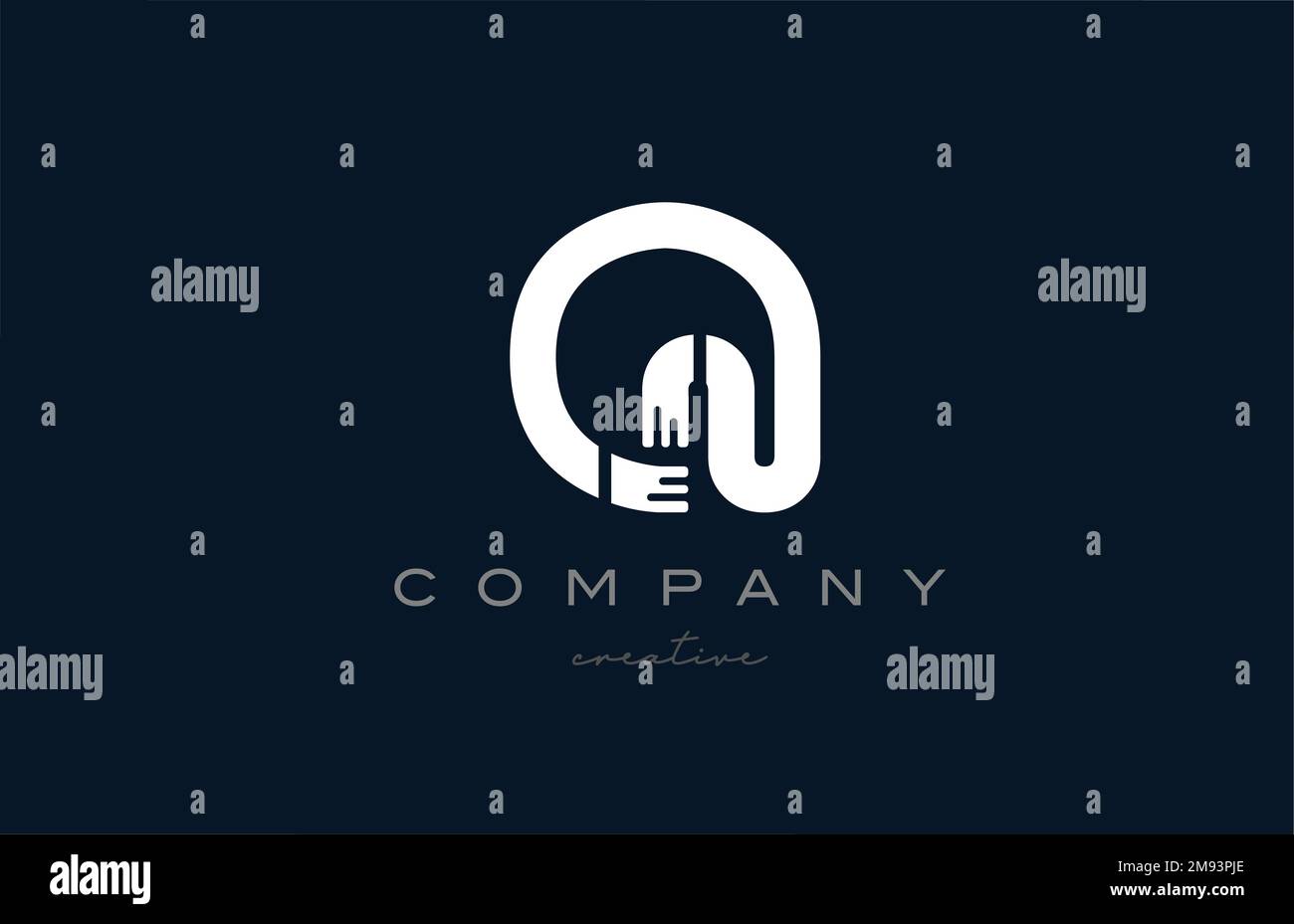 blue white Q alphabet letter logo icon. Design suitable for a business ...