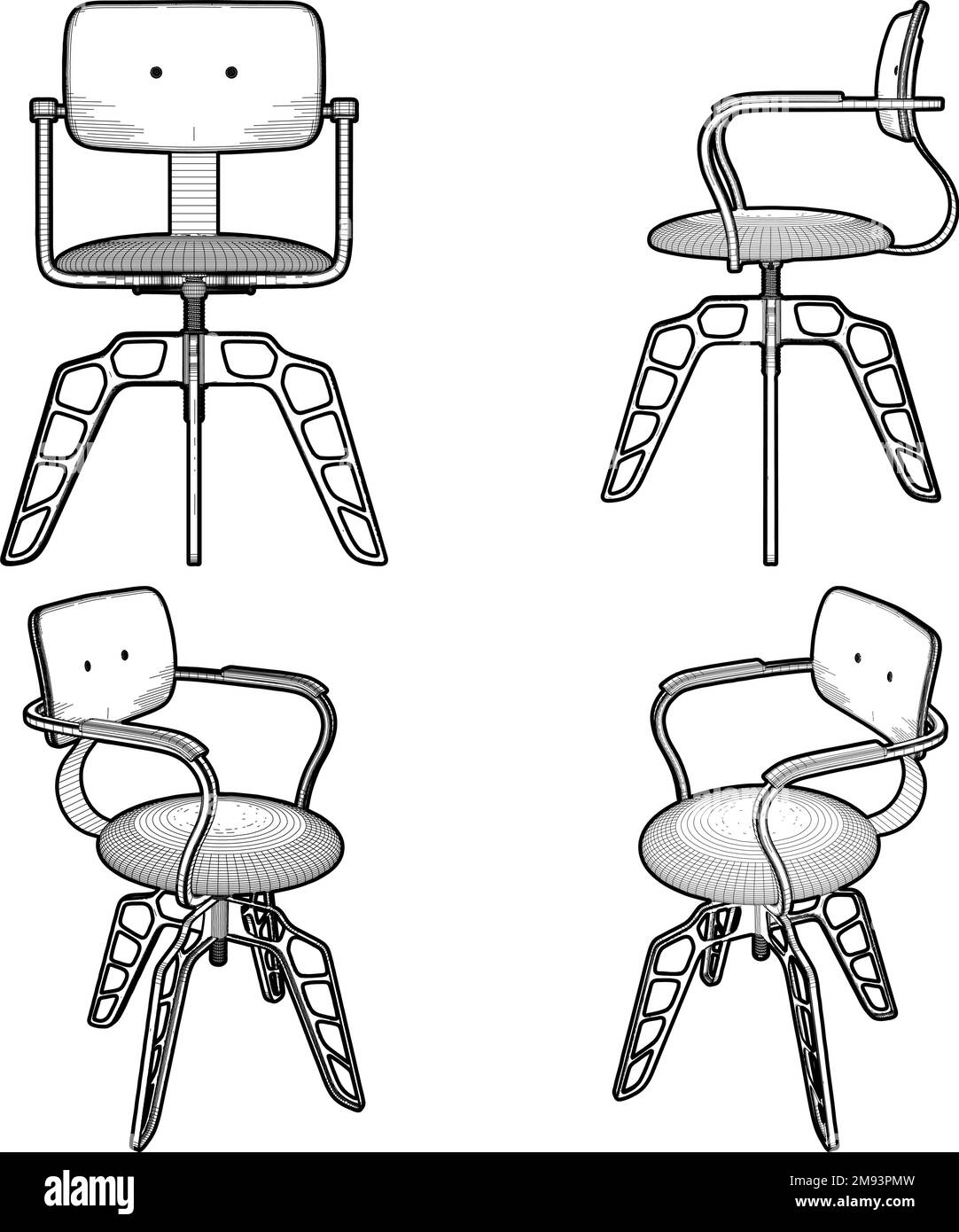 Industrial Swivel Bar Chair Vector. Illustration Isolated On White ...