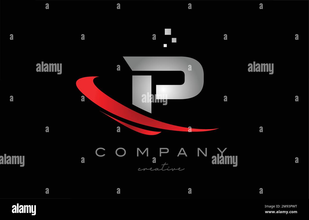 red swoosh P alphabet letter logo icon with grey color. Design suitable ...