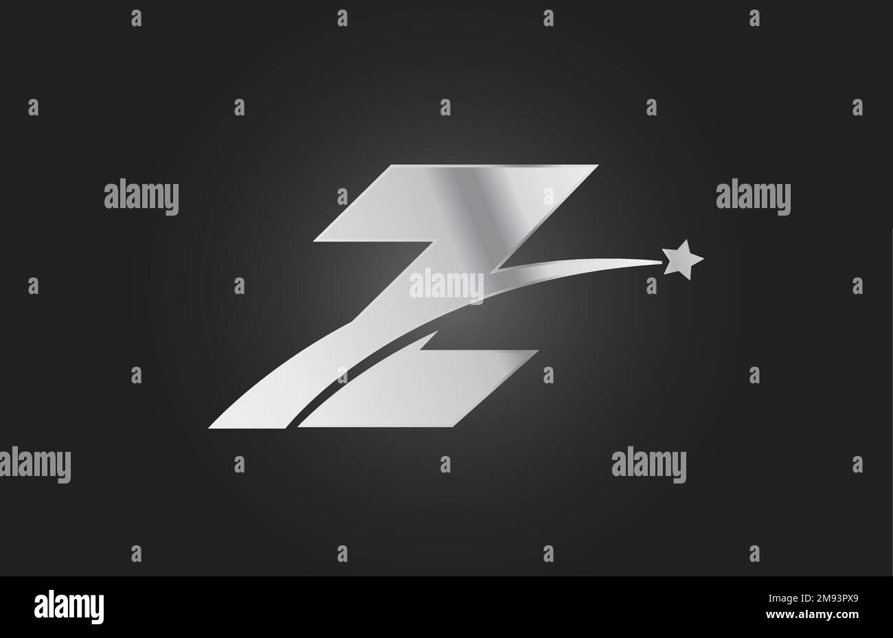 silver metal Z alphabet letter logo icon with star. Creative design for ...