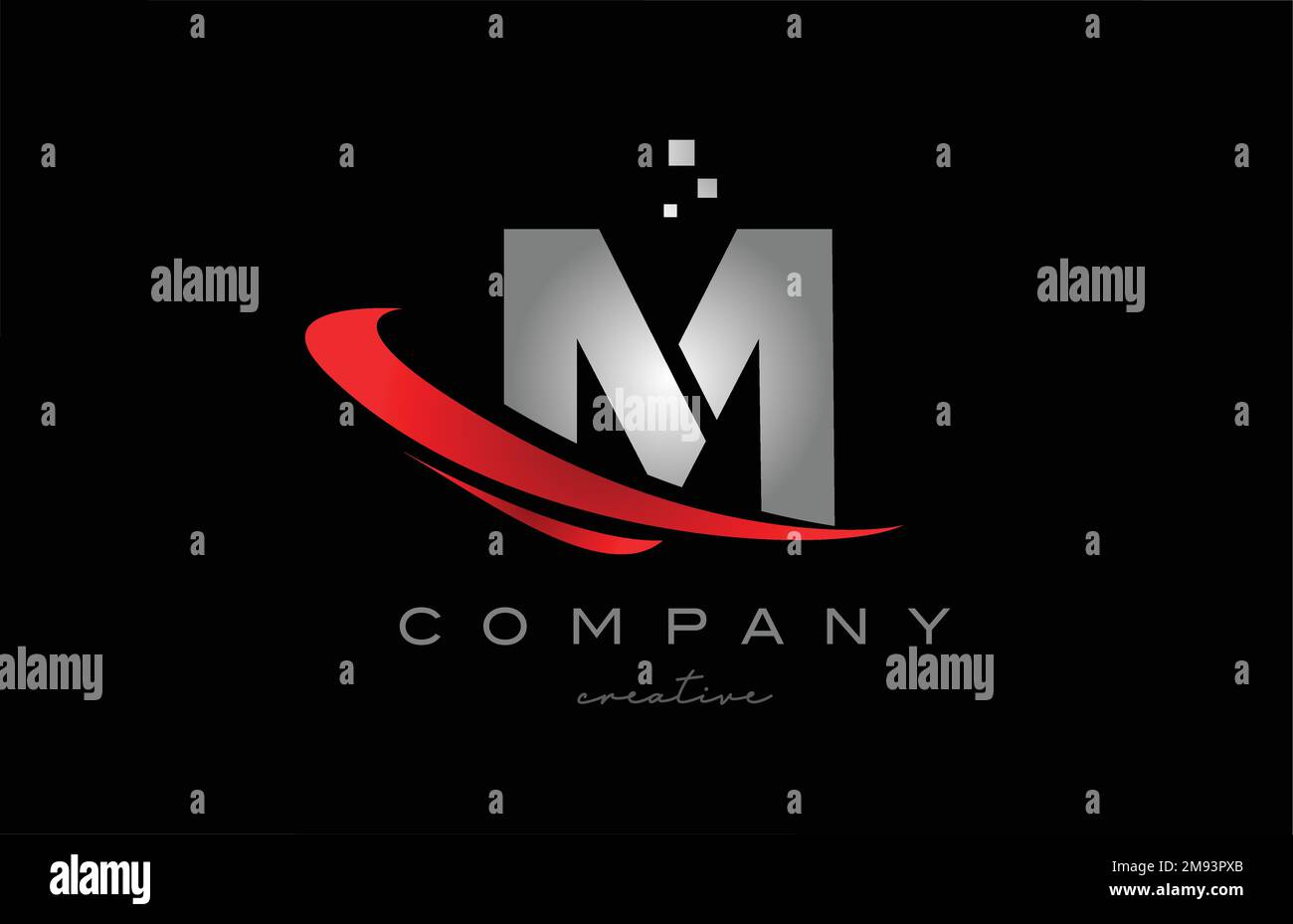 red swoosh M alphabet letter logo icon with grey color. Design suitable ...