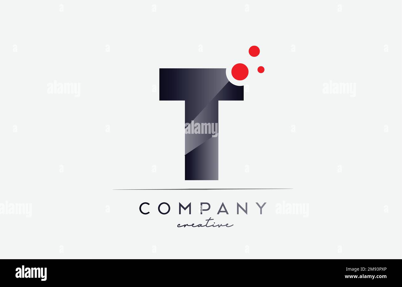 T alphabet letter logo icon with grey color and red dot. Design ...