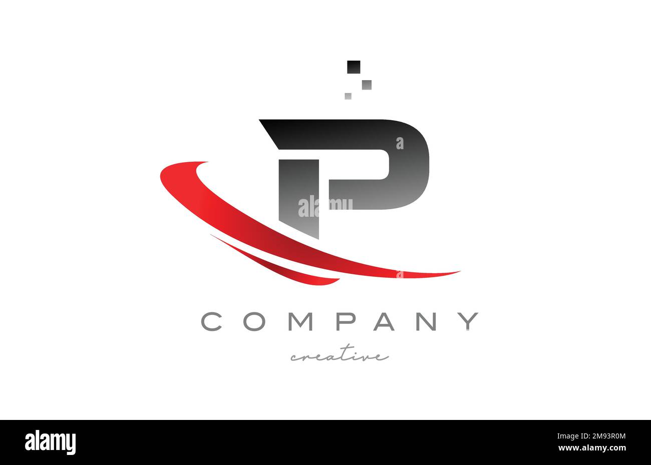 P alphabet letter logo icon with red swoosh . Design suitable for a ...