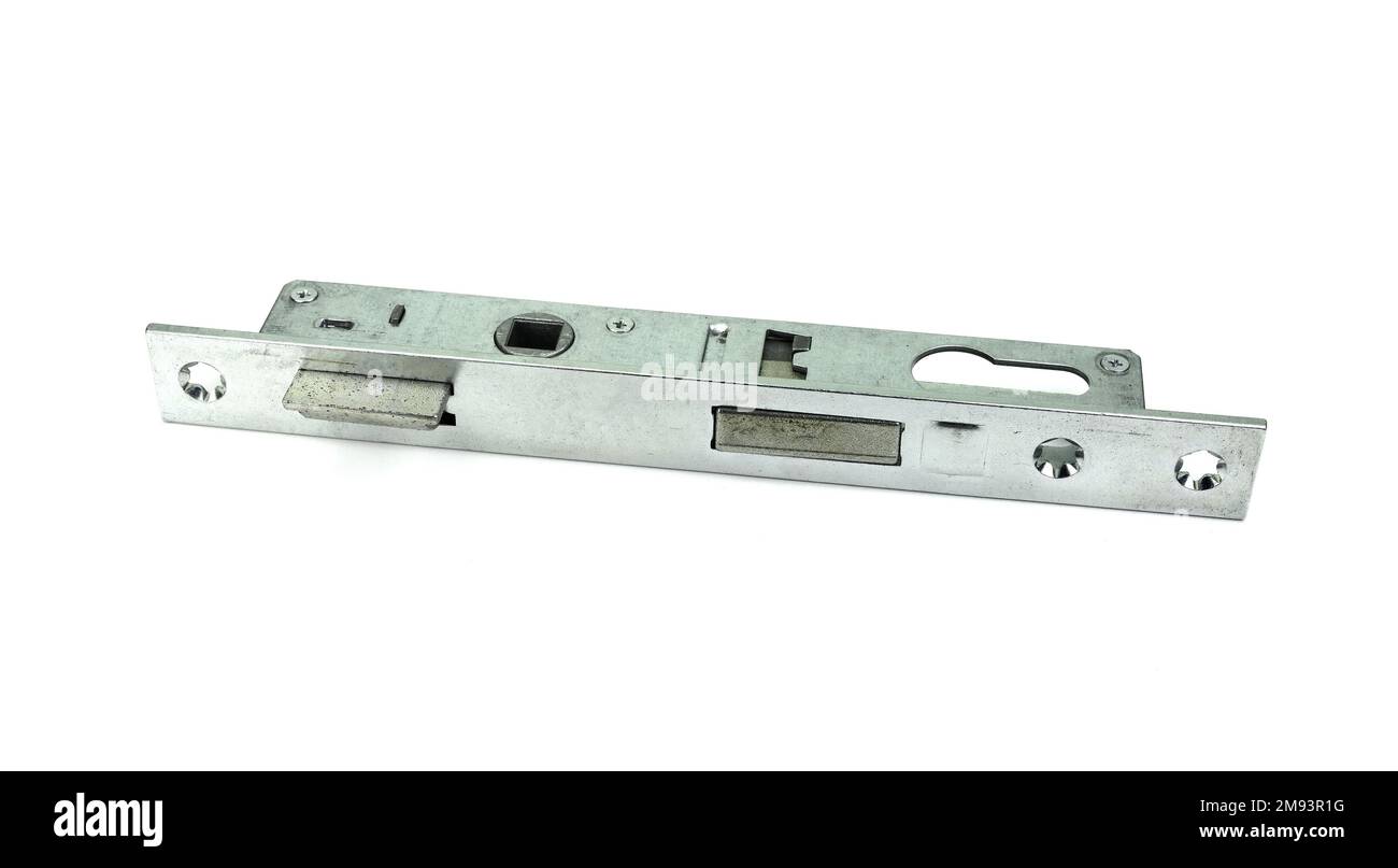 Metal door lock isolated on a white background. Closeup with clipping ...