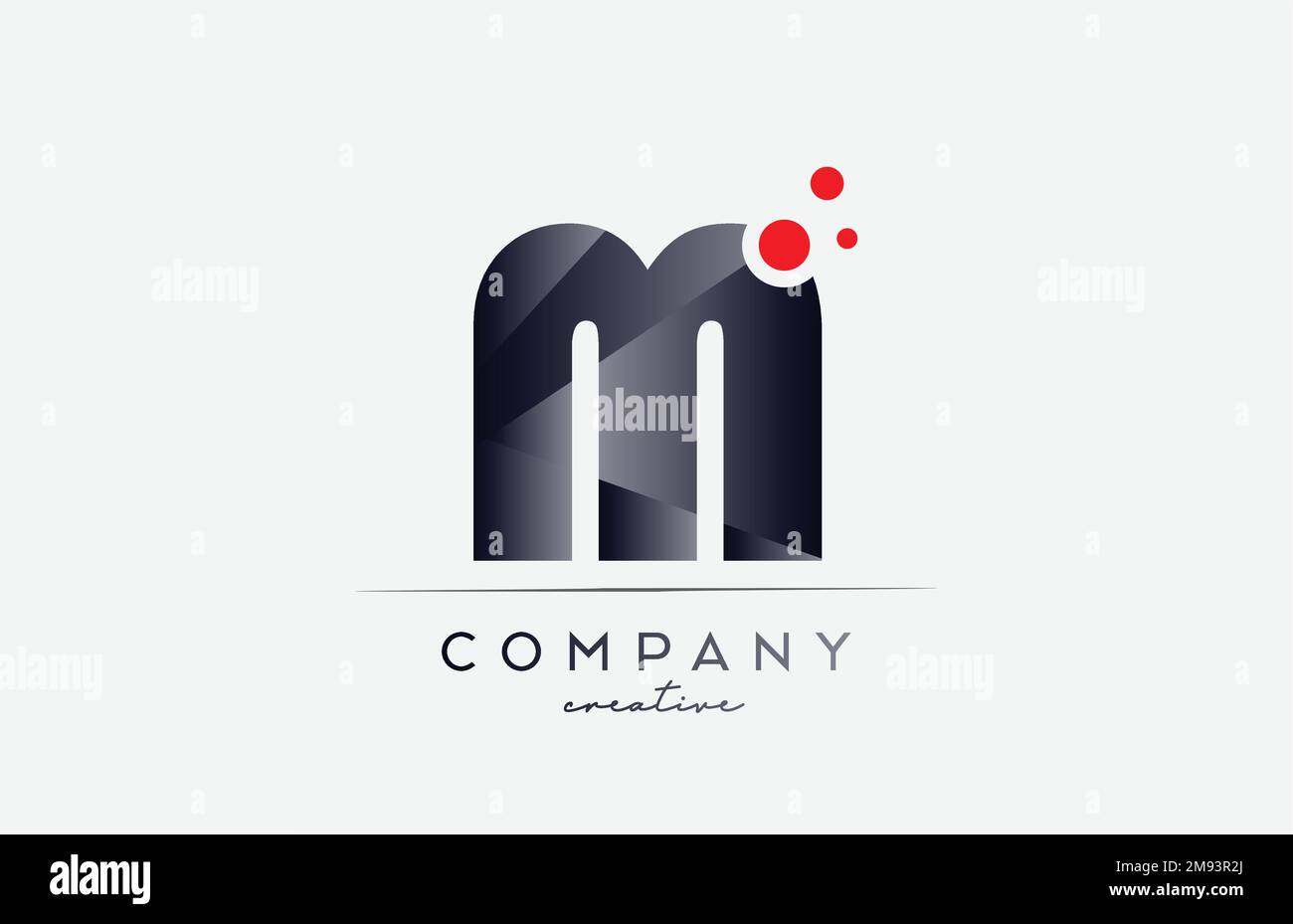 M alphabet letter logo icon with grey color and red dot. Design ...