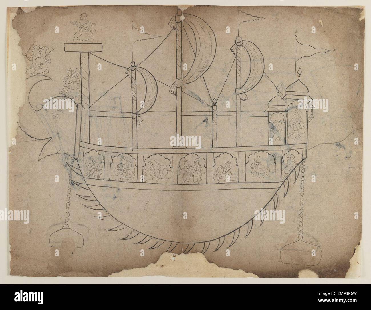Line Drawing of a Fanciful Boat Indian. Line Drawing of a Fanciful Boat ...