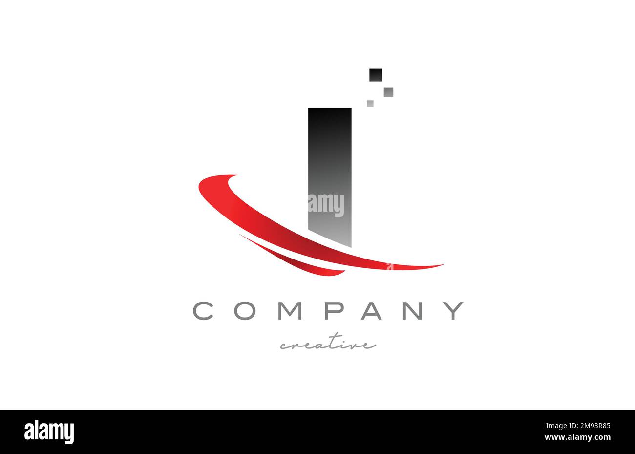 I alphabet letter logo icon with red swoosh . Design suitable for a ...