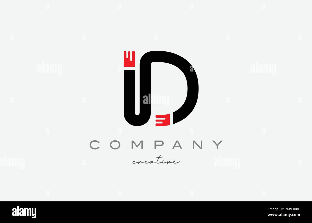 D black and red alphabet letter logo icon design. Creative template ...