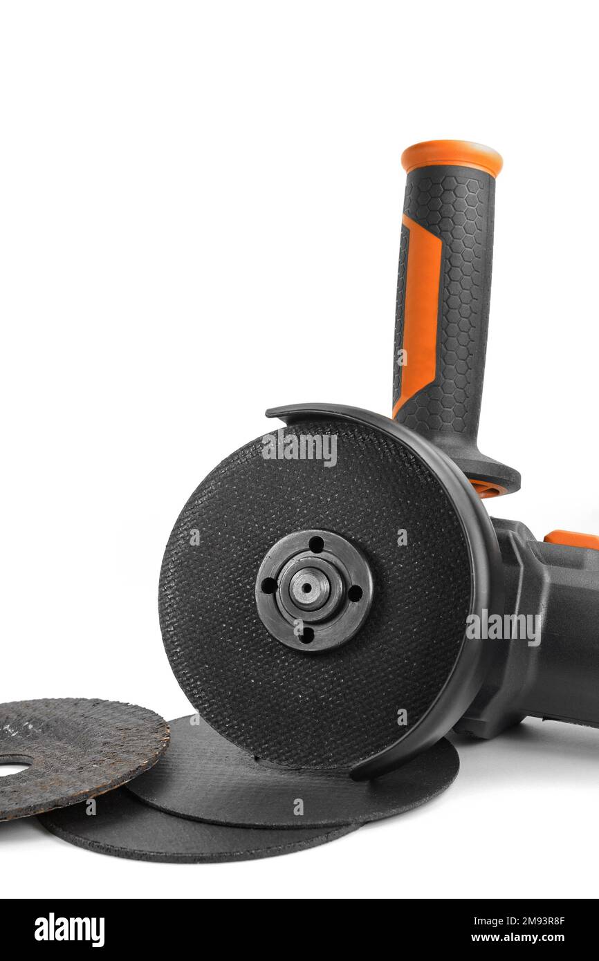 Compact grinder. Angle grinder isolated on a white background Stock ...