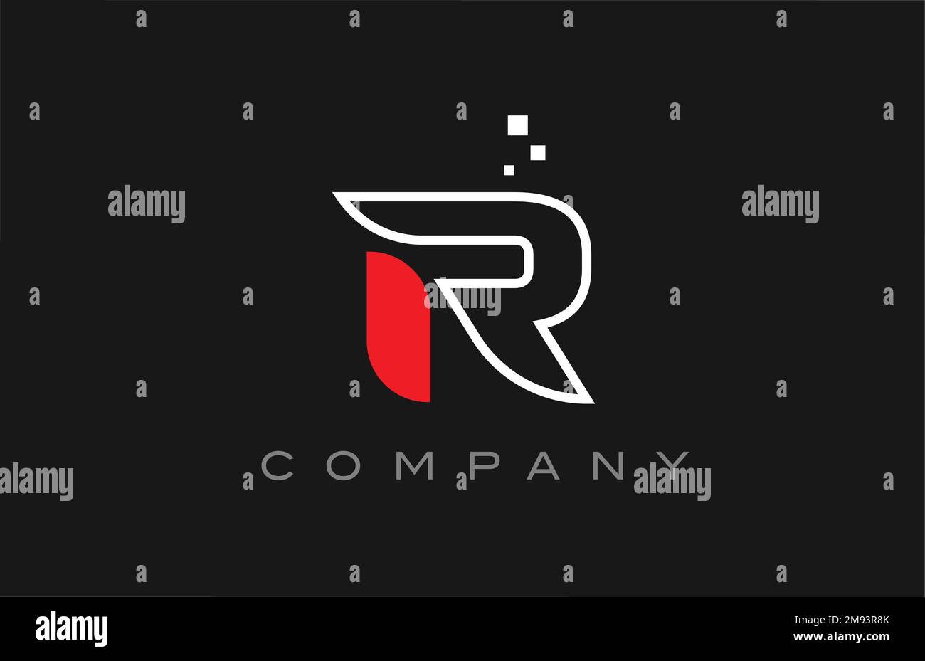 black red line R alphabet letter logo icon. Creative design template ...