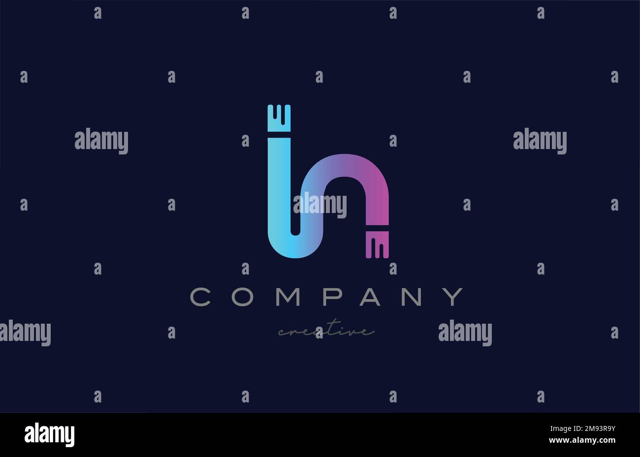 H pink and blue alphabet letter logo icon design. Creative template ...