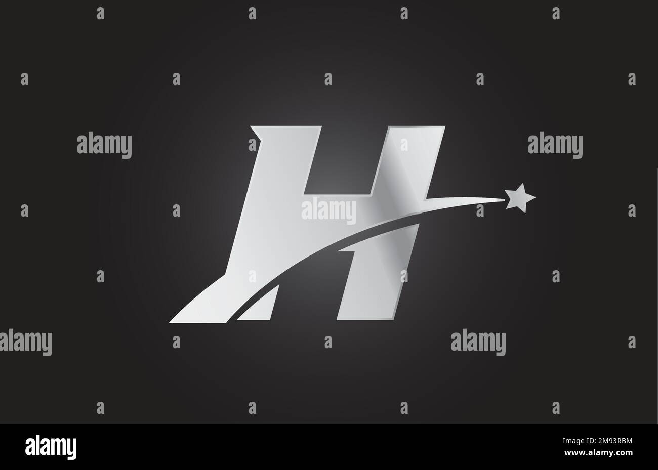 silver metal H alphabet letter logo icon with star. Creative design for ...