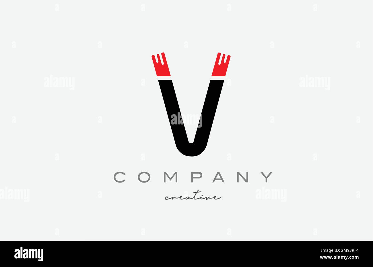 V black and red alphabet letter logo icon design. Creative template ...