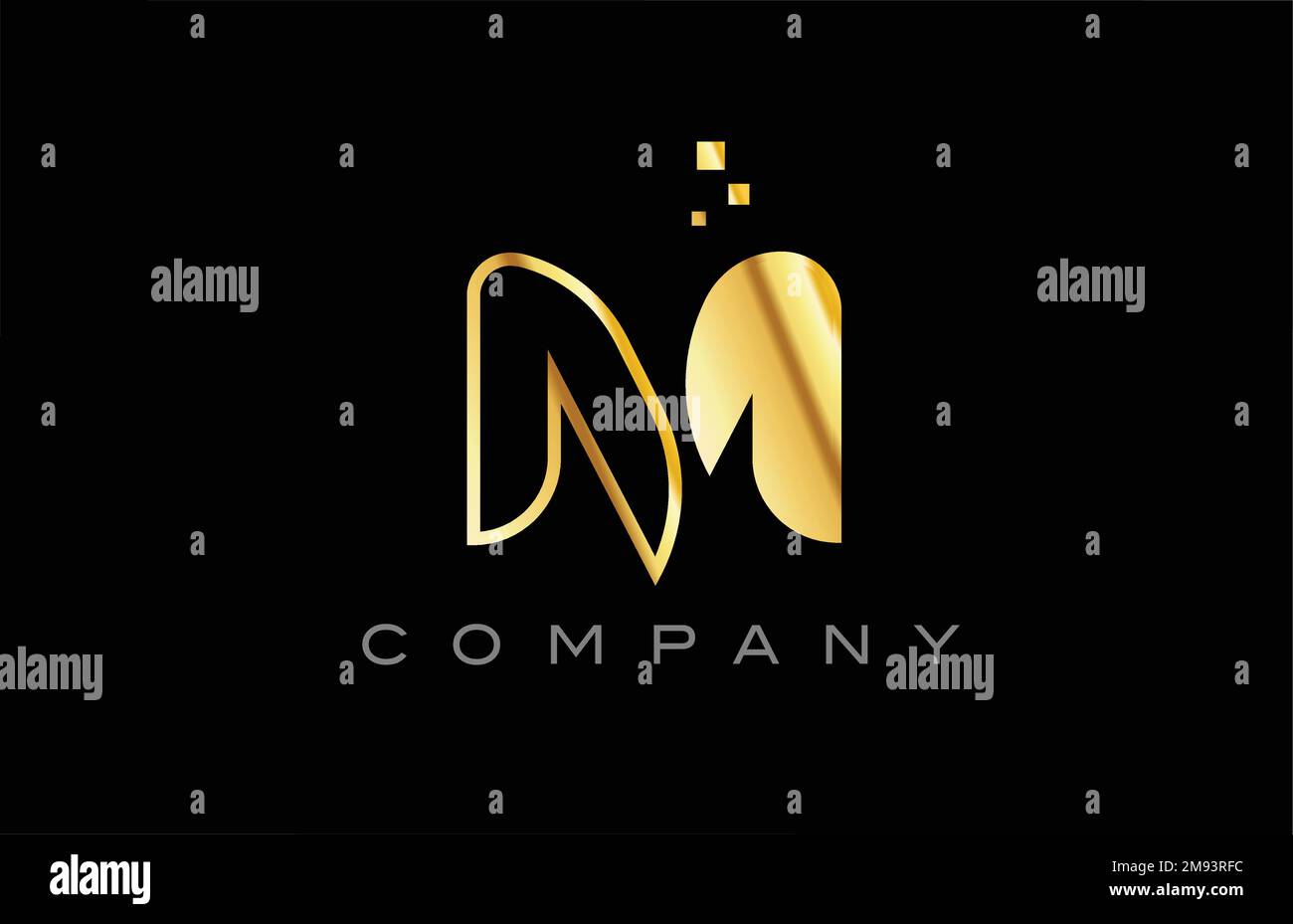 gold M alphabet letter logo icon. Creative design template for business ...