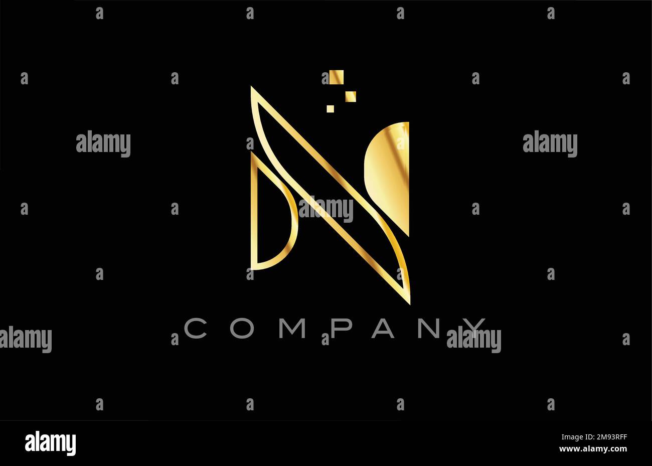 gold N alphabet letter logo icon. Creative design template for business ...