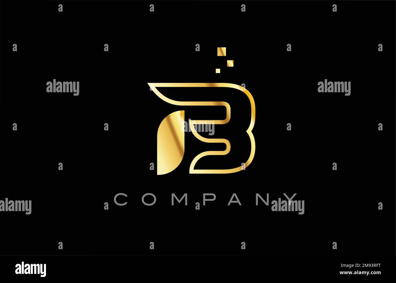 gold B alphabet letter logo icon. Creative design template for business ...