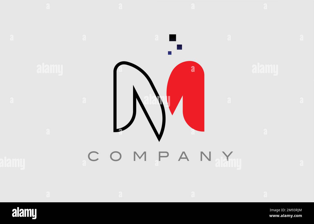 red black line M alphabet letter logo icon. Creative design template ...