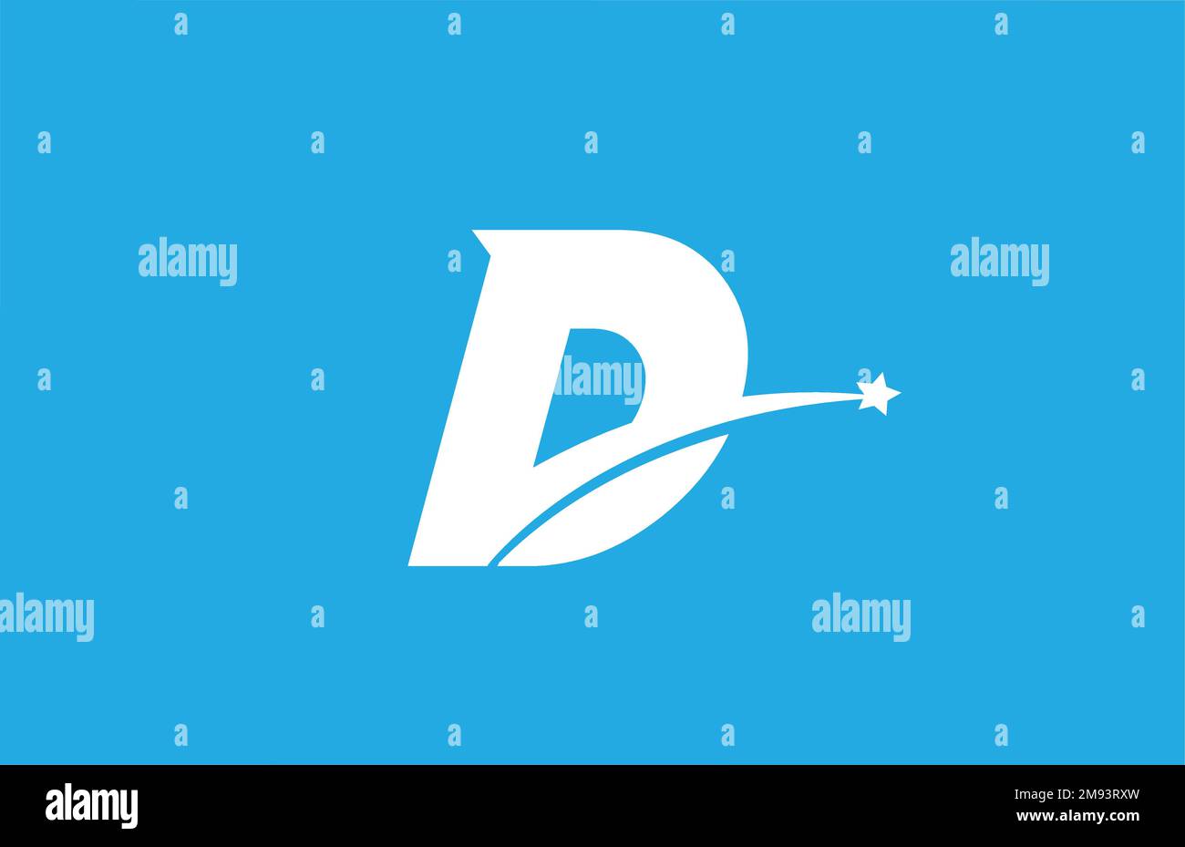 D white alphabet letter logo icon with star. Creative design for ...