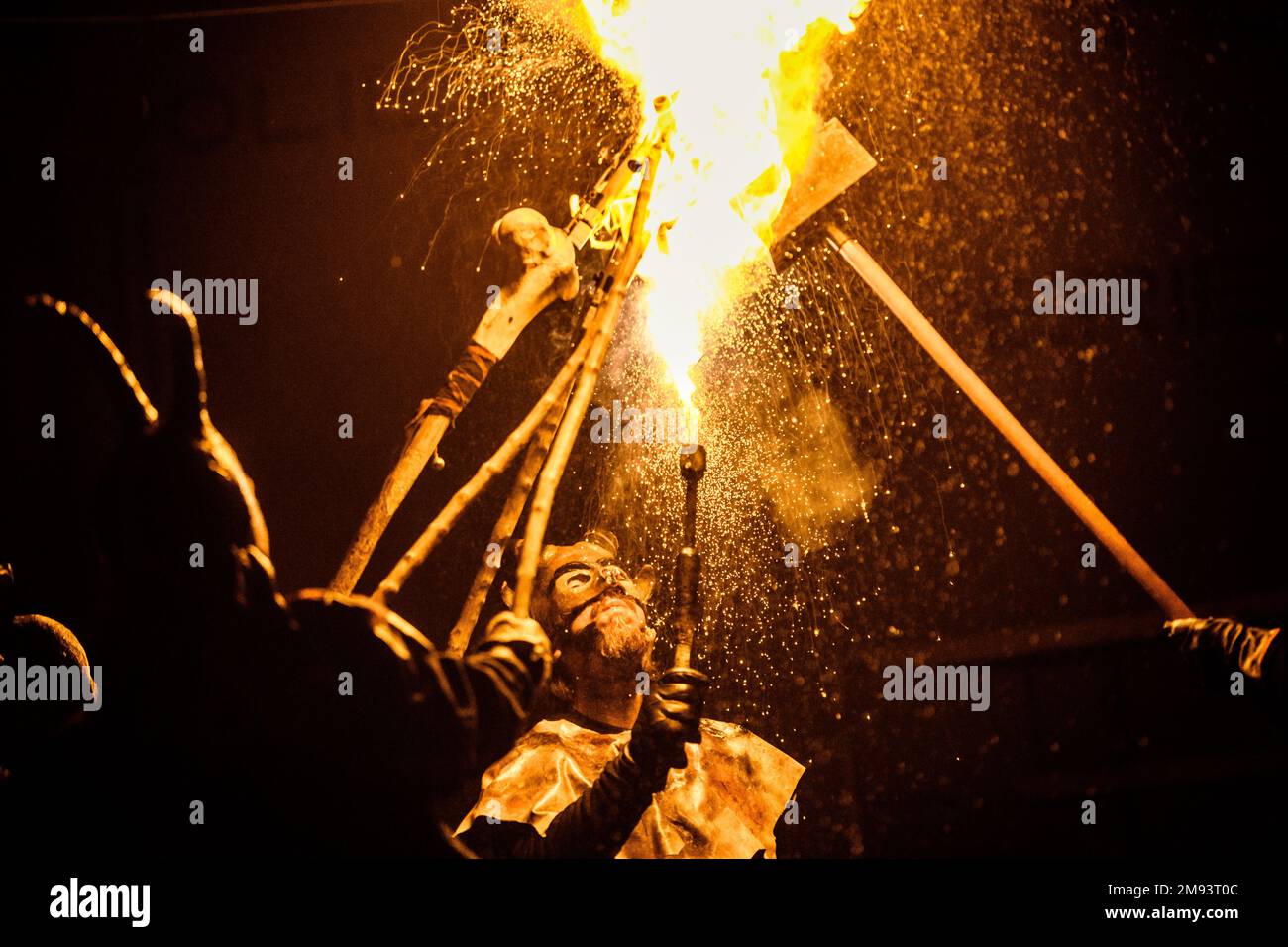 Ferreries, Spain. 16th Jan, 2023. A fire breather of the 'Myotragus de ...