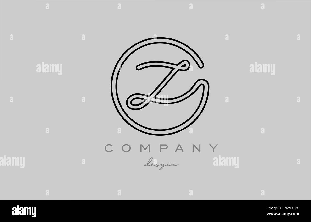 black and grey Z alphabet letter logo icon design with line ...