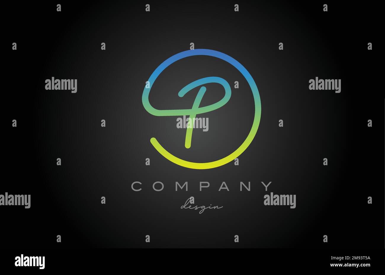 P green alphabet letter logo icon design. Handwritten connected ...