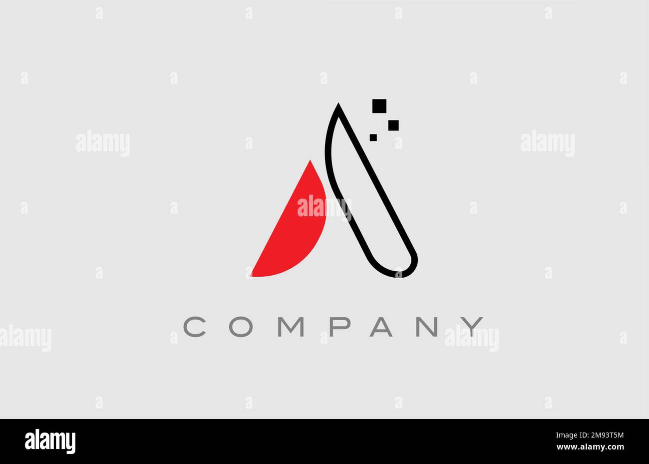 red black line A alphabet letter logo icon. Creative design template ...