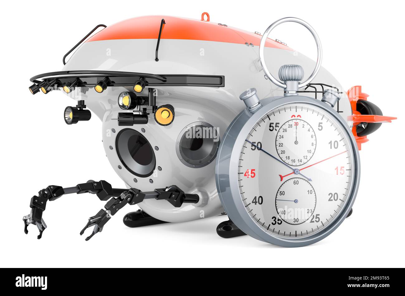 Bathyscaphe with stopwatch. 3D rendering isolated on white background ...