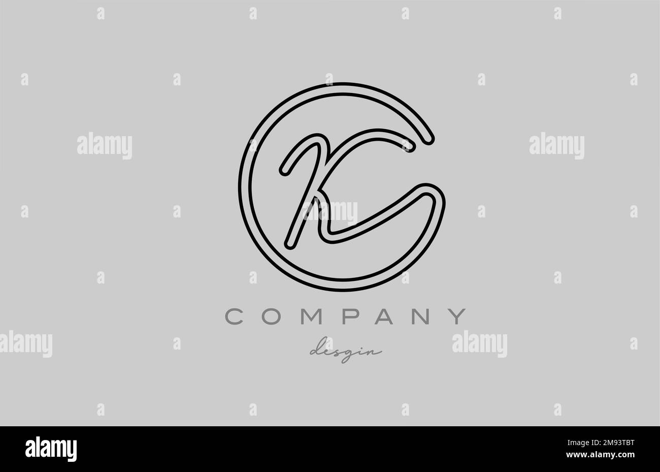 black and grey K alphabet letter logo icon design with line ...