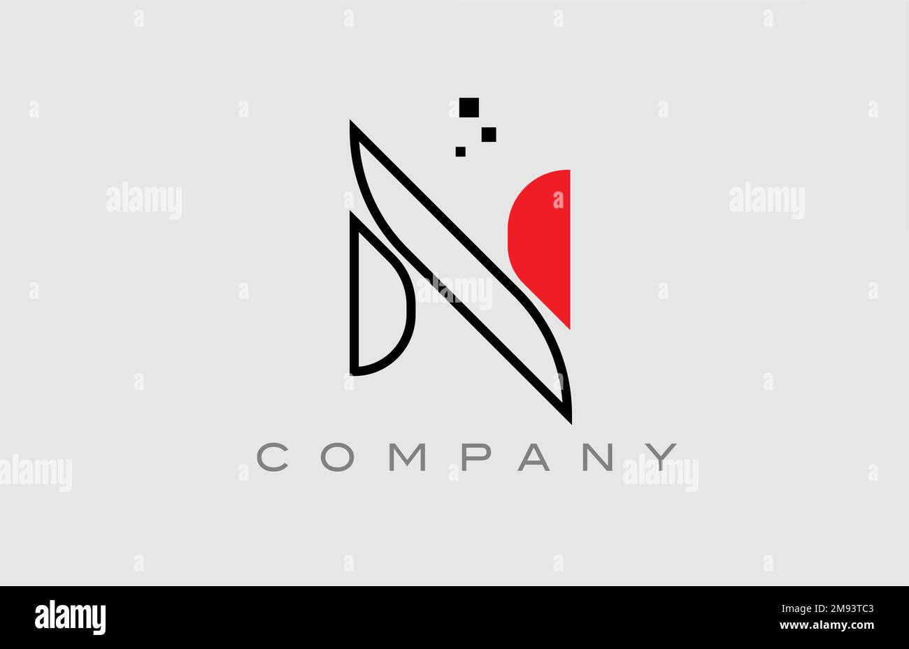 red black line N alphabet letter logo icon. Creative design template ...