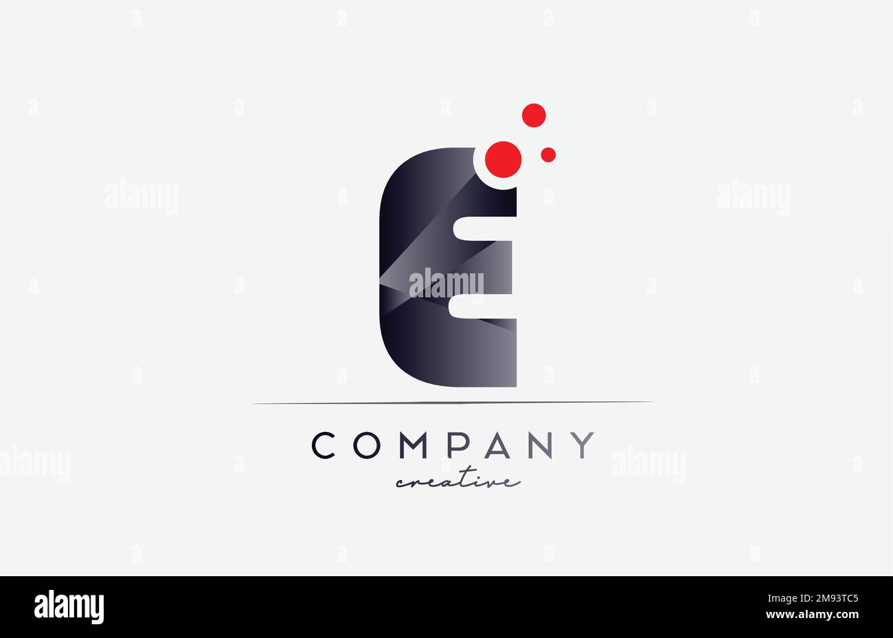 E alphabet letter logo icon with grey color and red dot. Design ...