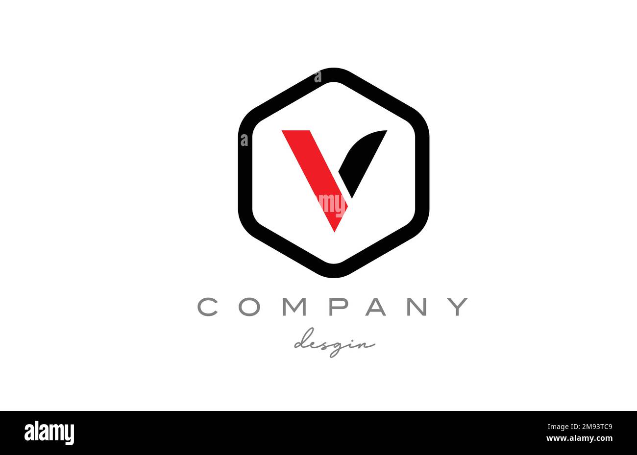 black and white V alphabet letter logo icon design with hexagon ...