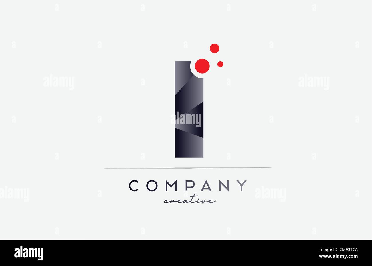 I alphabet letter logo icon with grey color and red dot. Design ...