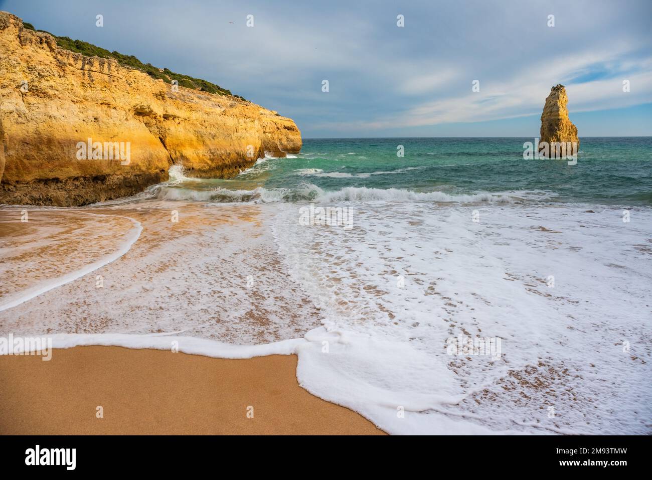 Natural caves and beach, Algarve Portugal. Rock cliff arches of Seven ...