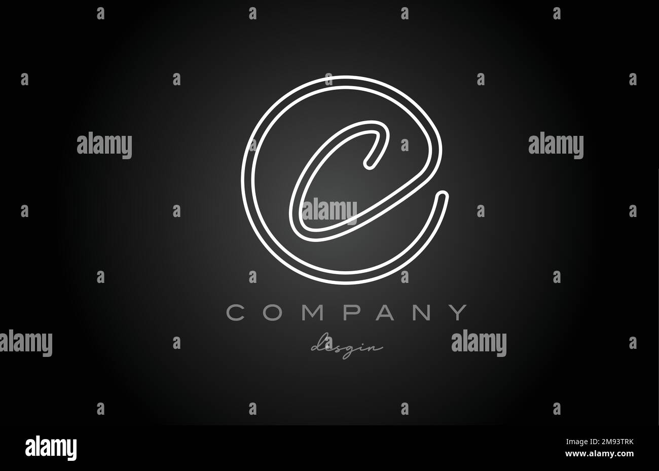 black and white line C alphabet letter logo icon design. Handwritten ...