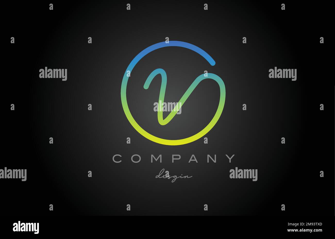 V green alphabet letter logo icon design. Handwritten connected ...