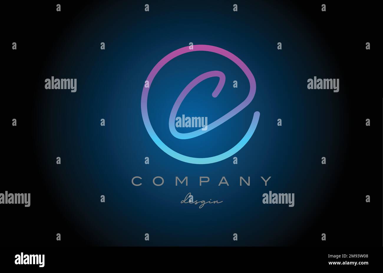 pink C alphabet letter logo icon design. Handwritten connected creative ...