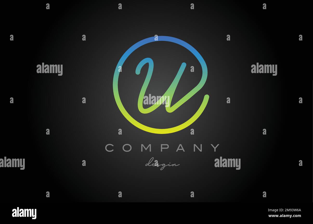 U green alphabet letter logo icon design. Handwritten connected ...