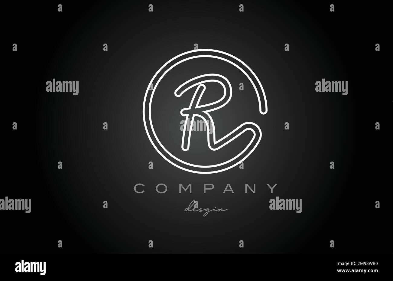 black and white line R alphabet letter logo icon design. Handwritten ...