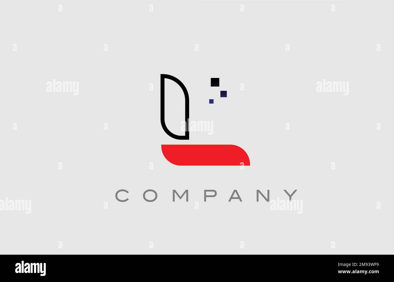red black line L alphabet letter logo icon. Creative design template ...