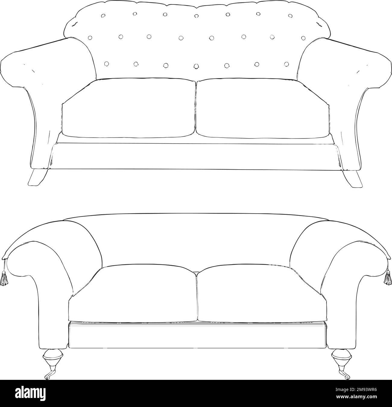 Blueprint Sofa Vector Front top View Top