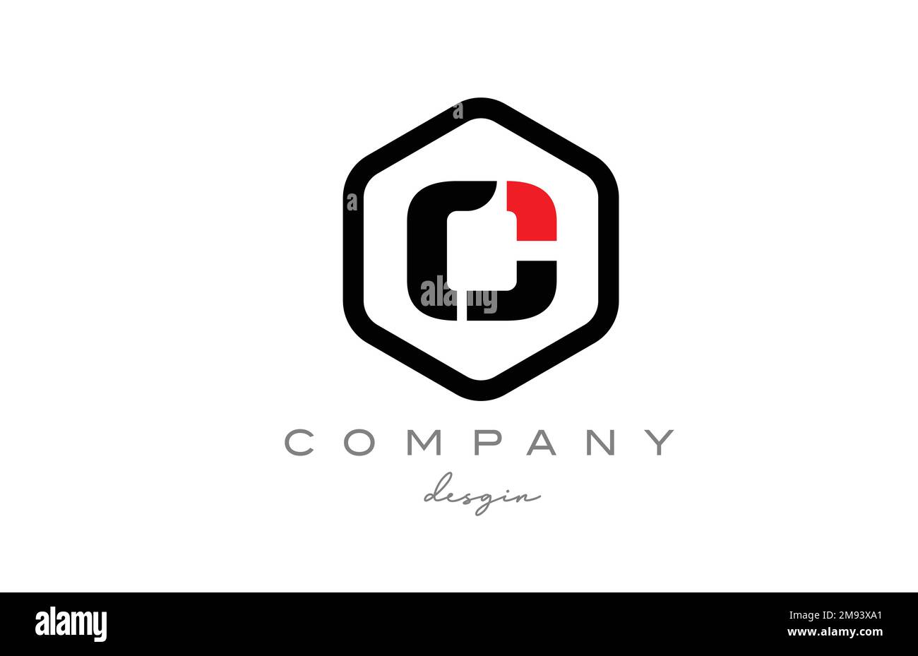 black and white C alphabet letter logo icon design with hexagon ...