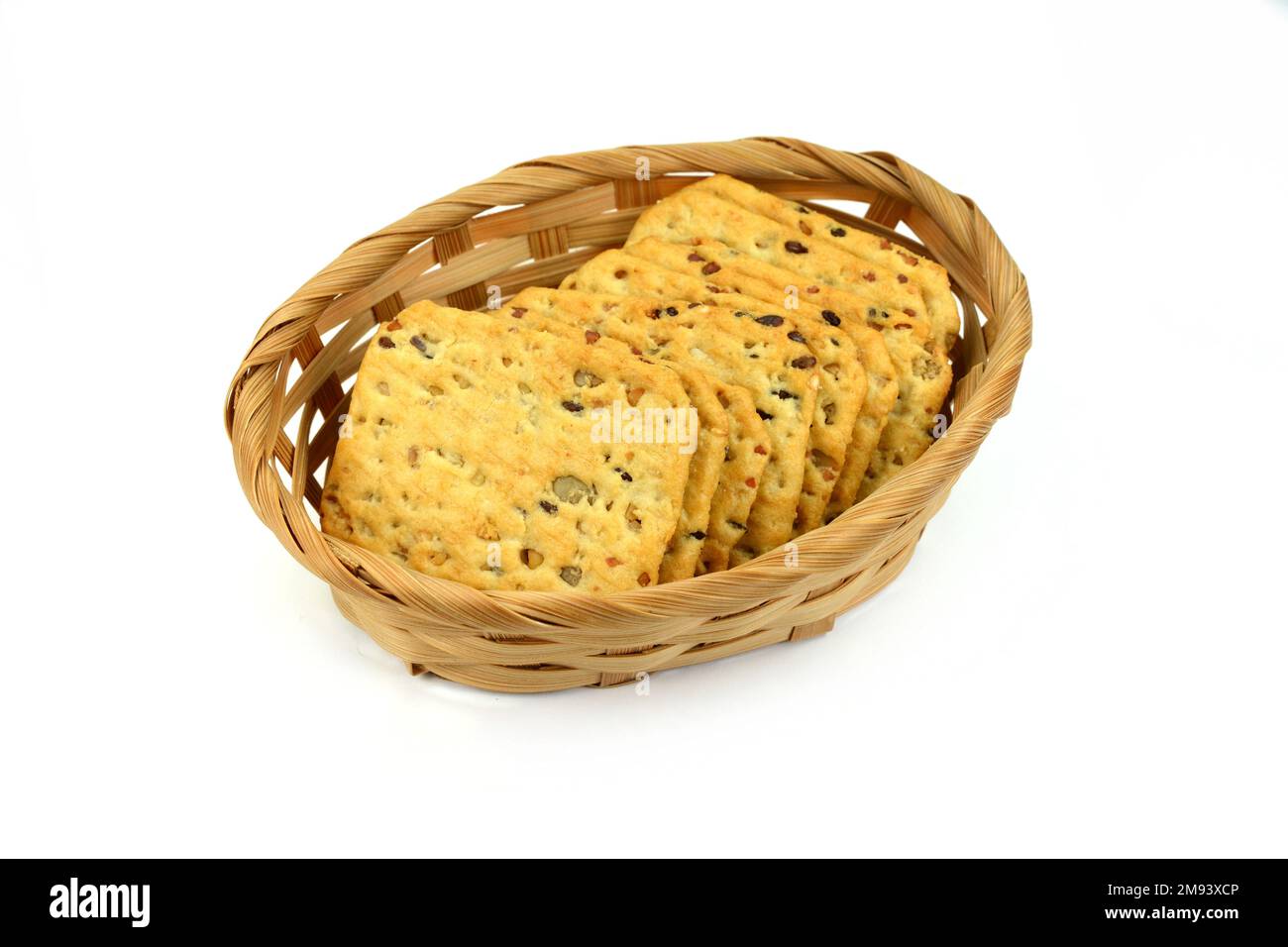 multigrain flatbread crackers isolated on a white background Stock ...