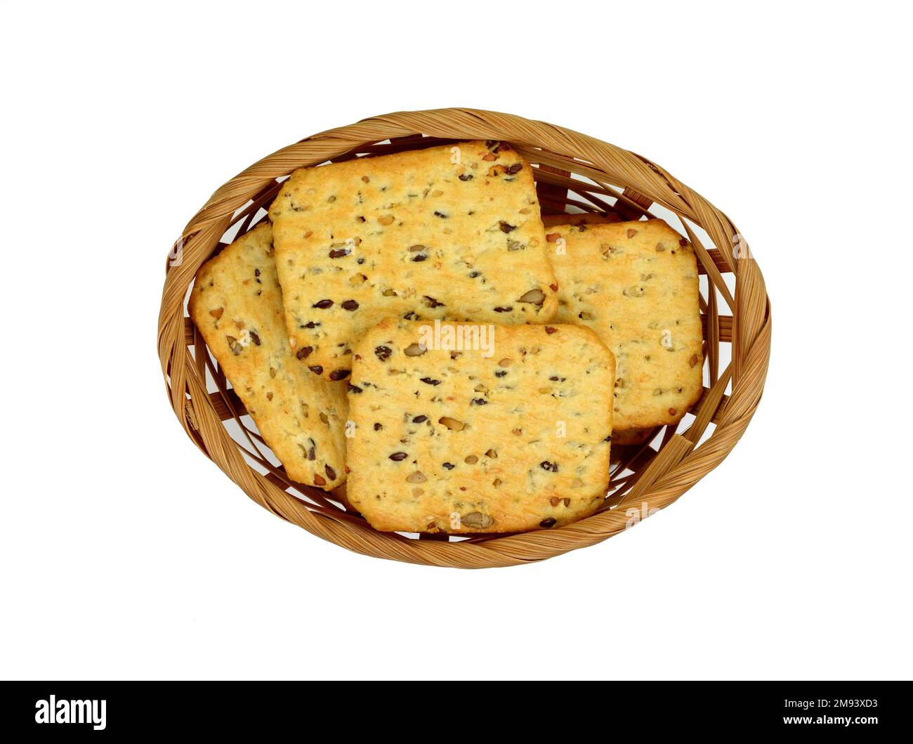 multigrain flatbread crackers isolated on a white background Stock ...