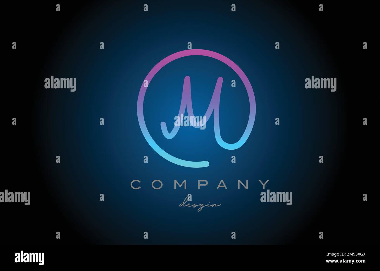 pink M alphabet letter logo icon design. Handwritten connected creative ...