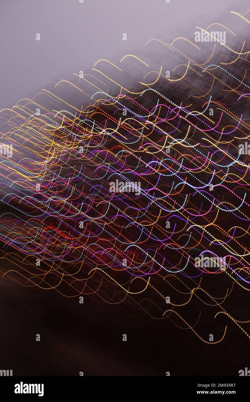 Random fantasy multi-coloured light effect created in a single exposure ...